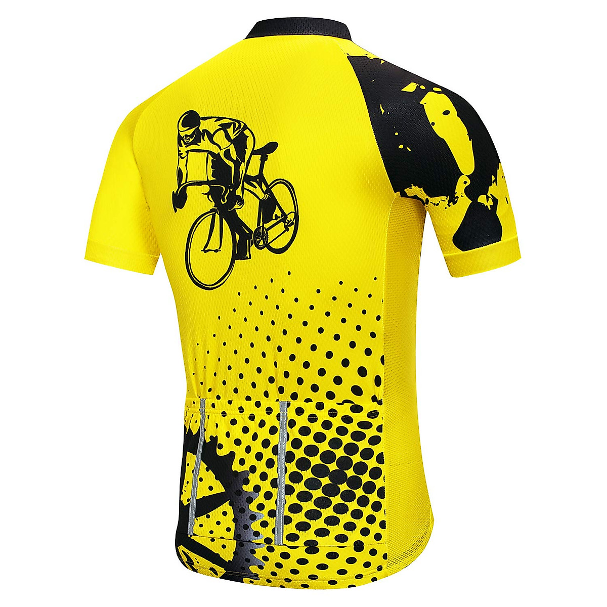 JPOJPO Men's Cycling Jersey Bicycle Short Sleeved Bike Clothing,Quick-Dry Yellow