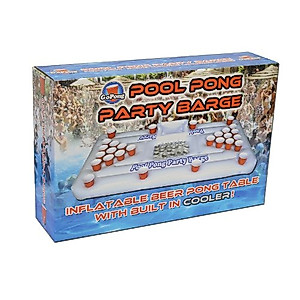 GoPong Original Pool Party Barge Floating Beer Pong Table with Cooler and Cup Holders