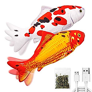 TOOGE 2 Pack 11" Floppy Fish Cat Toys with SilverVine and Catnip for Indoor Cats for Small Dogs Interactive Automatic Flopping Fish Cat Kicker Toys for Cats Puppy Small Dog