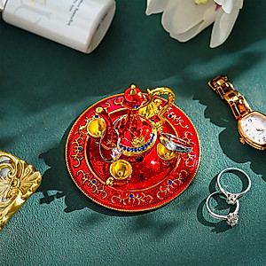 YU FENG Moroccan Teapot Set Jewelry Trinket Box Hinged Hand Painted Enamel Treasured Trinkets Collectable Jewellery Box Ring Holder For Home Decor Gift,3inch