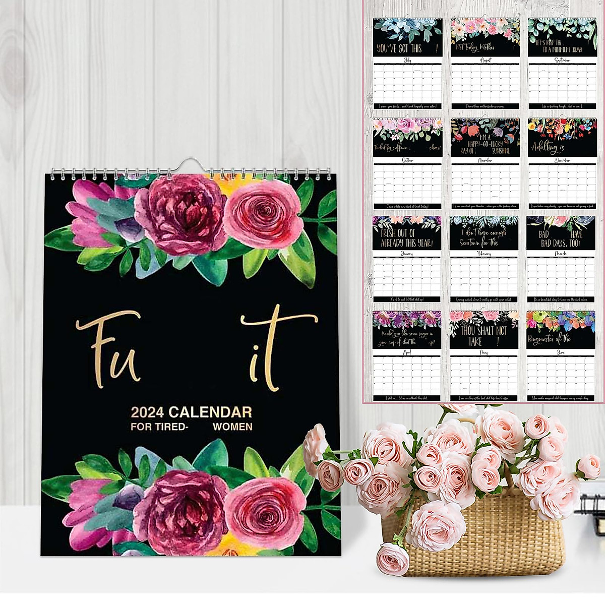 2024 Calendar for Tired Ass Women - Fu-ck It Planner, Funny Swear Word Monthly Gag Gift for Women