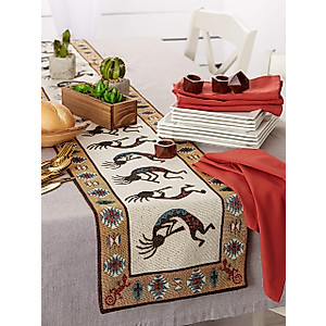 DII Tabletop Collection, Southwest Hacienda Stripe, Table Runner, 13x72, Kokopelli Tapestry