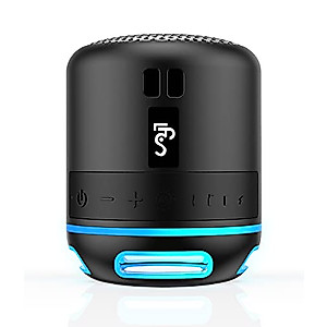 FLYSH Mini Bluetooth Speakers Portable Wireless Speaker Small Speaker, TWS Pairing, RGB Lights, IPX5 Waterproof, Compact Size, Beach Speaker for Home, Shower, Travel (Black)