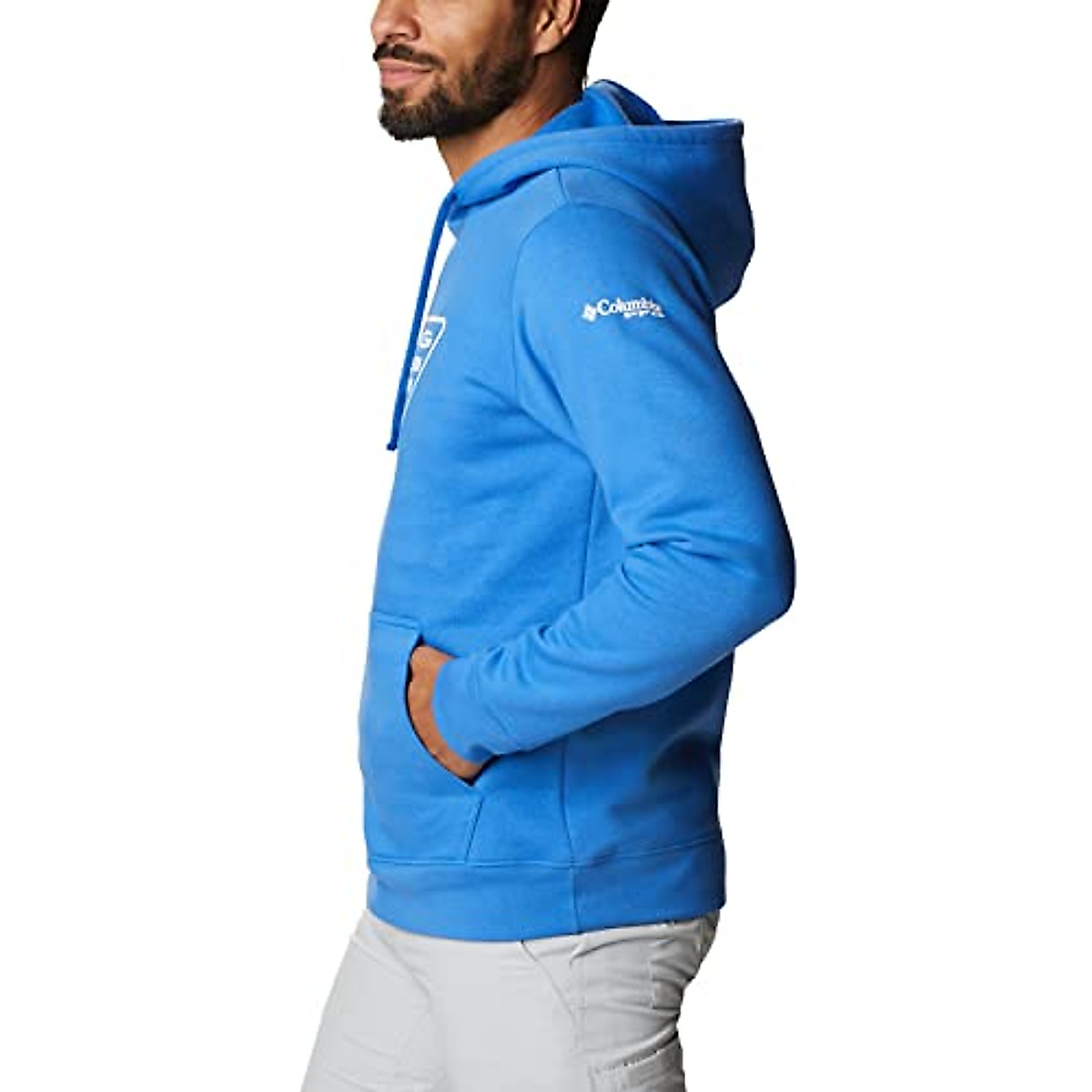 Columbia Men's PFG Triangle II Hoodie, Vivid Blue/White, Large