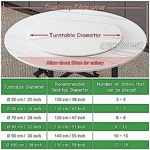 Wooden Lazy Susan Tabletop Service Plate, 360° Rotation Silent Dining Table Round Turntable, Diameter Ø 20 24 28 32 36 39 Inch Large Rotating Tray Rotating Board
