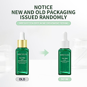 Tea Tree Oil Acne Serum, BREYLEE 2.0 Treatment Acne-Prone Sensitive Skin Care Face Serum to Cystic Acne Scars, Redness Relief, Pimples Dark Spots Remove, Niacinamide Facial Moisturizer,30ml/1.01fl oz