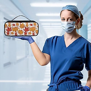 Rnyleeg Fall Stethoscope Carrying Bag for Nurse Portable Medical Stethoscope Accessories Travel Holder Nurse Doctor Essential Maple Leaf Print