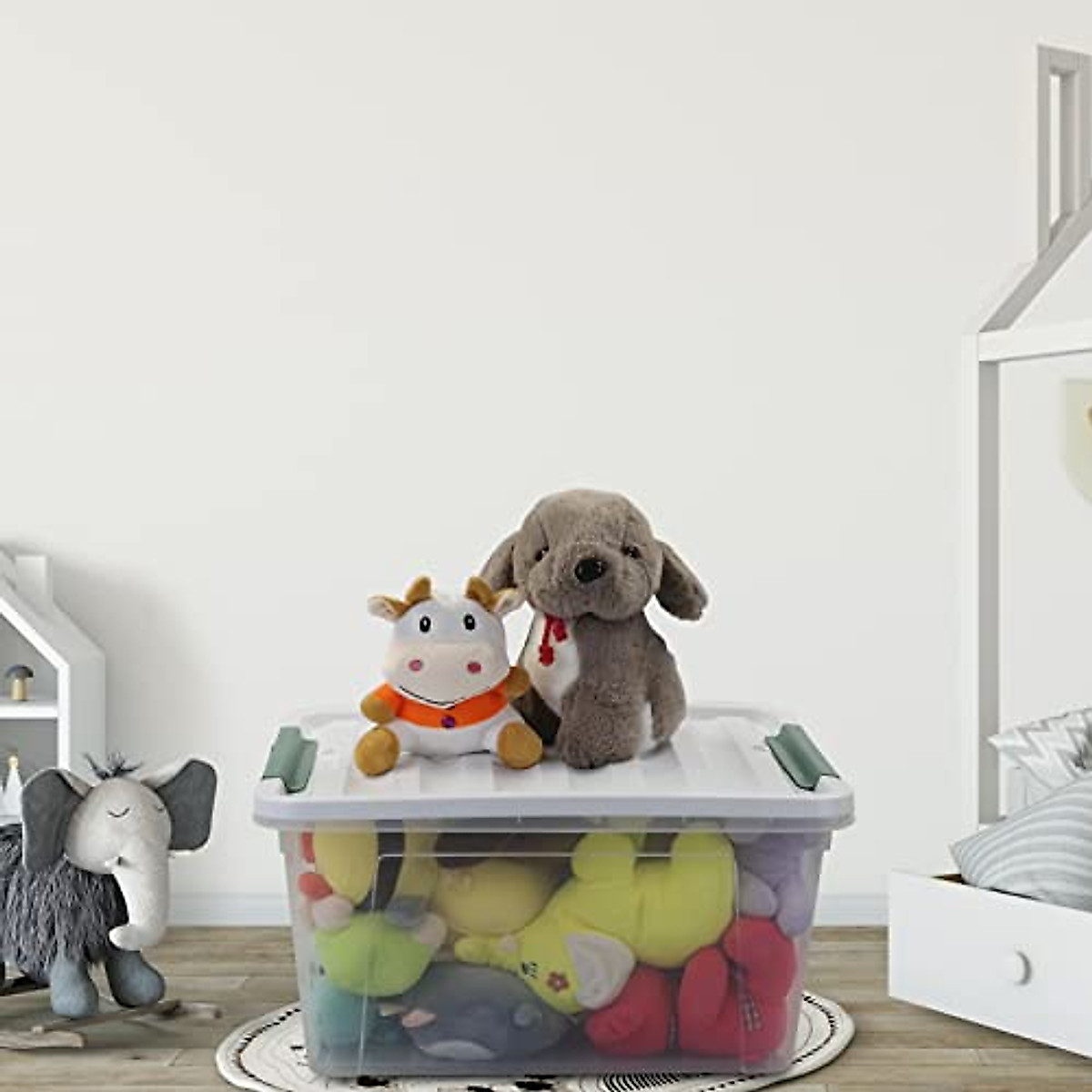 Jekiyo 32 Quart Clear Storage Boxes with Lid, 4 Packs, Multipurpose Plastic Storage Containers