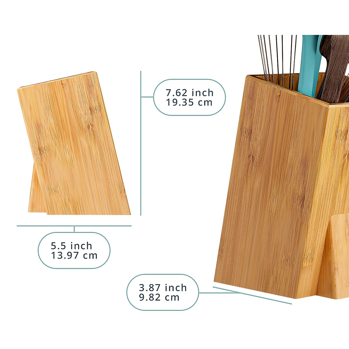 Comfify Bamboo Utensil Holder For Countertop - Large Upright Modern Organizer - Utensil Crock for Kitchen Counter