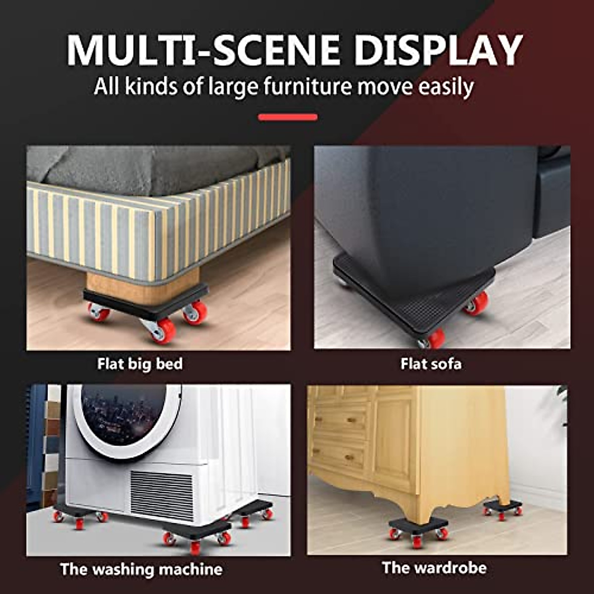 Furniture Mover Dolly, Moving Dolly, 4 Wheels & Furniture Lifter Set, 360° Rotation Wheels Furniture Movers, 800 Lbs Load Capacity, for Moving Heavy Furniture, Refrigerator, Sofa, Cabinet