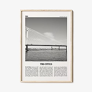 Tri-Cities Print Black and White, Tri-Cities Wall Art, Tri-Cities Poster, Tri-Cities Photo, Tri-Cities Décor, Tri-Cities Map, Washington USA