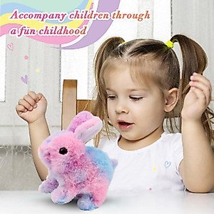 Easfan Easter Rabbit Pink Plush Jumping Spotted Rabbit Talking Hopping Ears Nose Moving Educational Plush Toy Singing Shaking Glowing Interactive Toy Electric for Toddlers Kids