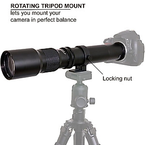 Acuvar 500mm f/8 Manual Telephoto Lens for Canon EOS 80D, 90D, Rebel T3, T3i, T5, T5i, T6i, T6s, T7, T7I, T8I, SL3, 60D, 70D, 5D, EOS5D IV, 6D II, 7D II SLR Cameras (500MM for Canon)