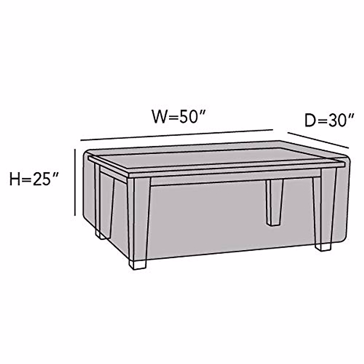 Covermates Rectangular Dining Table Cover - Water-Resistant Polyester, Mesh Ventilation, Patio Table Covers, Full Table 50W x 30D x 25H, Khaki