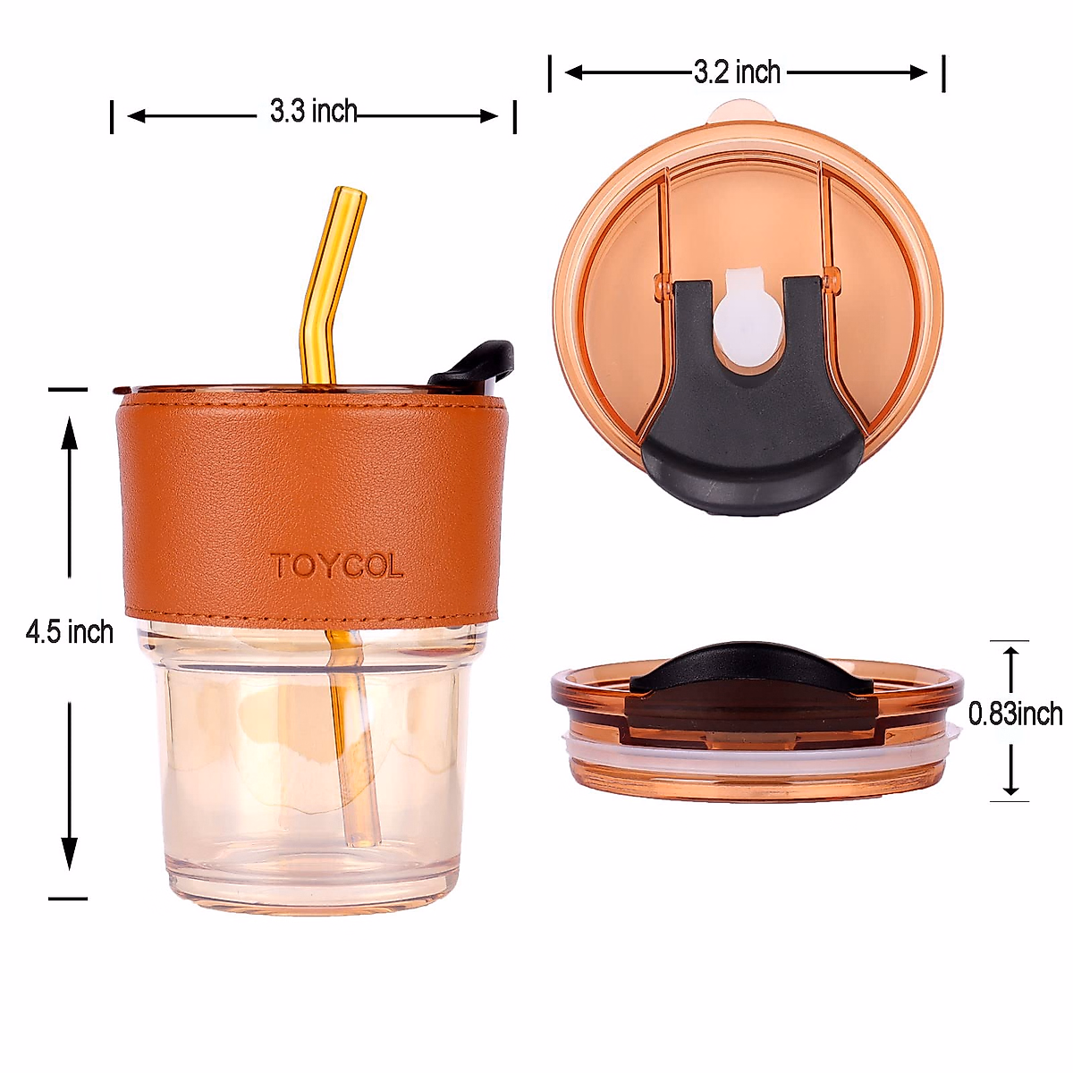 Portable Blender, Type-C Rechargeable Travel Juicer Cup + Glass Tumbler with Straw and Lid