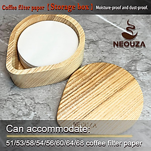 NEOUZA Coffee Round Paper Filter Container Shower Screen Holder for Espresso Machine Portafilter Moka Pot AeroPress, White Ash