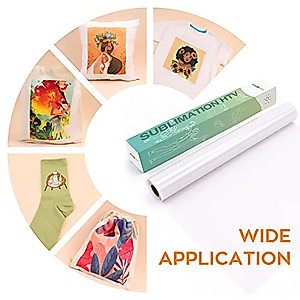 HTVRONT Sublimation Vinyl for Light-Colored Shirts - 12" X 10FT Matte Clear HTV Vinyl for Sublimaion - Wash Durable Clear Dye Sub HTV for Cotton Fabric