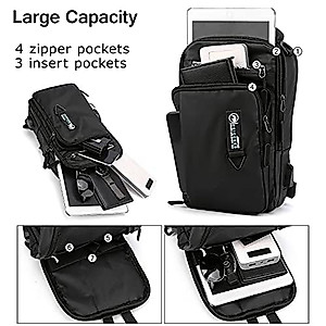 Peicees Sling Bag for Men Women Waterproof Mens Sling Backpack Purse Crossbody Bag with USB Charging Port for Travel Hiking