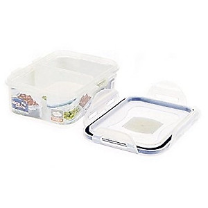 Lock & Lock No BPA Water Tight with 2 Divider Cups, Food Container, 1.5-cup, 11-oz, Pack of 6, HPL806C