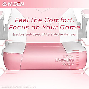 N-GEN Gaming Chair Ergonomic Office Chair PC Desk Chair with Lumbar Support Flip Up Arms Levelled Seat Style Headrest PU Leather Executive High Back Computer Chair for Adults Women Men (4. Peach Pink)