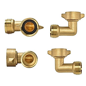 Stanbroil 90 Degree Garden Hose Elbow adapter- Solid Brass Fittings, RV Accessories for Outside Water Faucet 3/4" FHT x 3/4" MHT (2 pack)