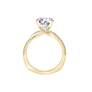 AFFY (0.26 Cttw) Round White Natural Diamond Semi Mount Engagement Wedding Ring In 14k Solid Yellow Gold (I-J Color, I2-I3 Clarity) Ring Size-6.5