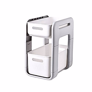 Leirsdam Double Layer Sliding Shelf, Large Capacity Shelf Under Sink Organizer Office Bathroom Cabinet Multifunctional Shelf(No wheels)