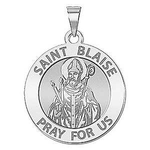 PicturesOnGold.com Saint Blaise Religious Medal - 1 Inch Size of a Quarter -Sterling Silver