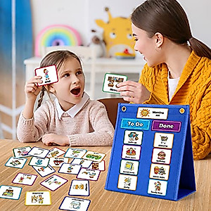 Torlam Visual Schedule for Kids Chore Chart, Morning Bedtime Routine Chart for Toddlers, Responsibility Daily Schedule Board Communication Cards Autism Learning Materials for Home School, 86 Cards