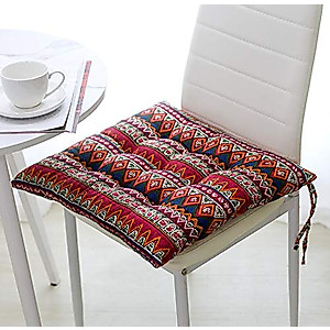 DPLLM Set of 6 Comfy Soft Chair Pads Seat Cushions Cover with Ties, Seat Pads Cushion Pillow Cotton Chair Pad Reversible 100% Polyeste 16" x 16" for Office, Home or Car Sitting