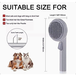Miss pary Cat Brush Dog Brush, Designed To Remove Loose Fur, Tangles, Mats With Convenient Release Button Feature, Easly Removal Of Trapped Hair From Brush, Indoor Cats Dog Hair Grooming Tool, White