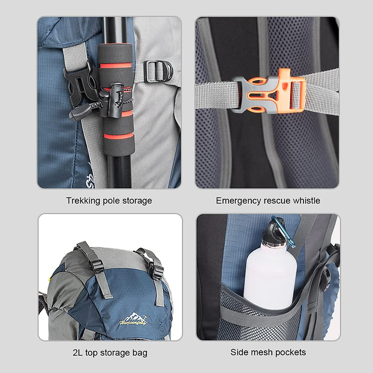 DADAYIYO 50L Hiking Backpack Lightweight Water Resistant,Mountain Climbing Camping Outdoor Sport Daypack Bag with Rain Cover(Orange)