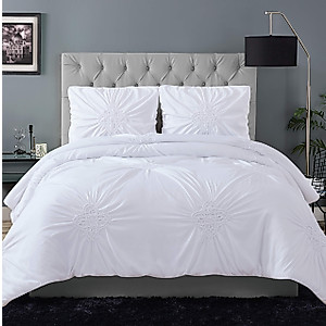 Christian Siriano Georgia Rouched Duvet Set Queen and Full, White