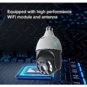 EVERSECU 2K 4MP Light Bulb Security Camera, Outdoor Waterproof, 360° View, 2.4G WiFi&Wireless, Motion Detection, Auto Tracking, 2 Way Audio, Color Night Vision, Work with Alexa Google