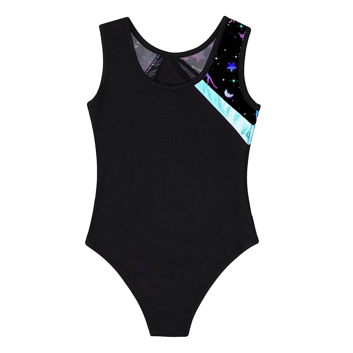 Yeahdor Gymnastics Leotards for Girls Shiny Metallic Ballet Dance Bodysuit Sleeveless Athletic Unitards Skating Dancewear Cyan 12 Years