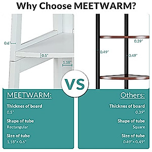 MEETWARM 5 Tier Corner Bookshelf Corner Ladder Shelf Small Bookcase Display Storage Organizer Stand Rack for Living Room Home Office and Kitchen (White)