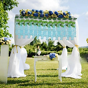 WONICE Artificial Flowers Hanging Flowers, Fake Wisteria Flower Garland Silk Vines Rattan String Decor for Home Wedding Arch Wall Garden Greenery Bedroom Outdoor Office Party Decoration (48 Pack)