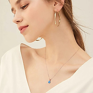 IEFRICH Sterling Silver Necklace for Women - Birthstone Necklace for Women Aquamarine Necklace Silver Necklaces for Teen Girls Birthstone Necklace Aquamarine Jewelry Silver Jewelry for Women Gifts