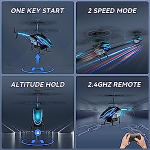 BUSSGO RC Helicopter, Remote Control Helicopter for Kids with 30Mins Flight(2 Batteries), 7+1 LED Light Modes, Altitude Hold, 3.5 Channel, Gyro Stabilizer,Remote Helicopter Toys for Boys and Girls