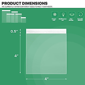 100-Count, (4" x 4") - 2.5 Mil Thickness Clear Zipper Reclosable Bag, Zip Bags, Ultra Heavy Duty Lock Seal Poly Plastic Bags for Prints, Photos, Documents, Clothing, T-Shirt
