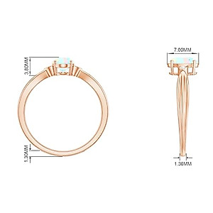 5X7 MM Oval Cut Ethiopian Opal Solitaire Ring with HI-SI Diamond | 1 Cttw | AAA Quality, 14K Rose Gold, Size:US 4.50