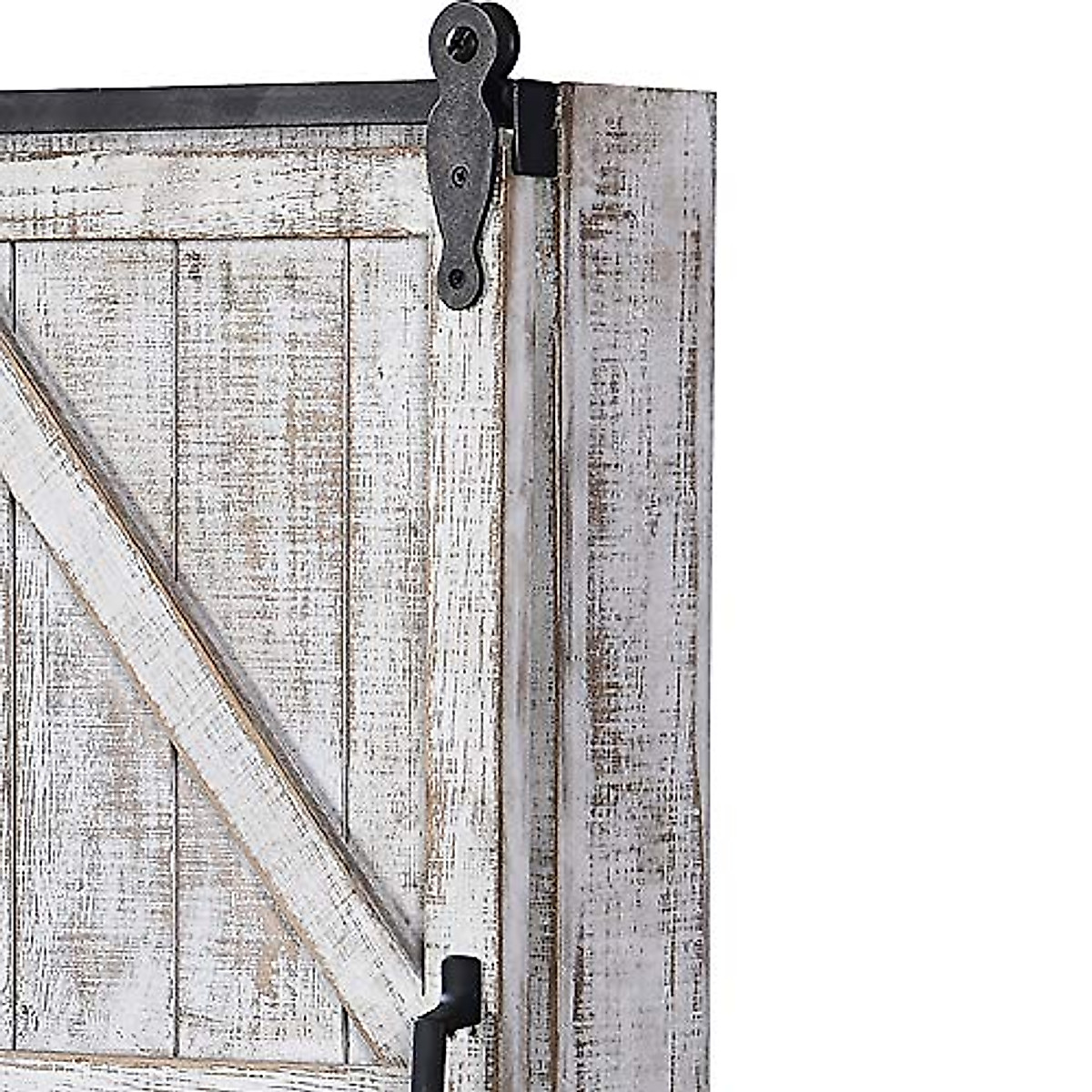 FirsTime & Co. Off-White Winona Barn Door Mirrored Cabinet, Storage with Shelves for Bathroom, Kitchen and Office, Wood, Farmhouse, 28 x 21 Inches
