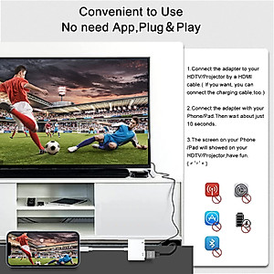 HDMI Adapter for iPhone to TV,iPad to HDMI,1080P HD Digital AV Adapter(No Need Power) Video & Audio Sync Screen Connector Compatibility with iPhone 14/13/12/11/X/8/iPad/to HDTV,Projector, Monitor.