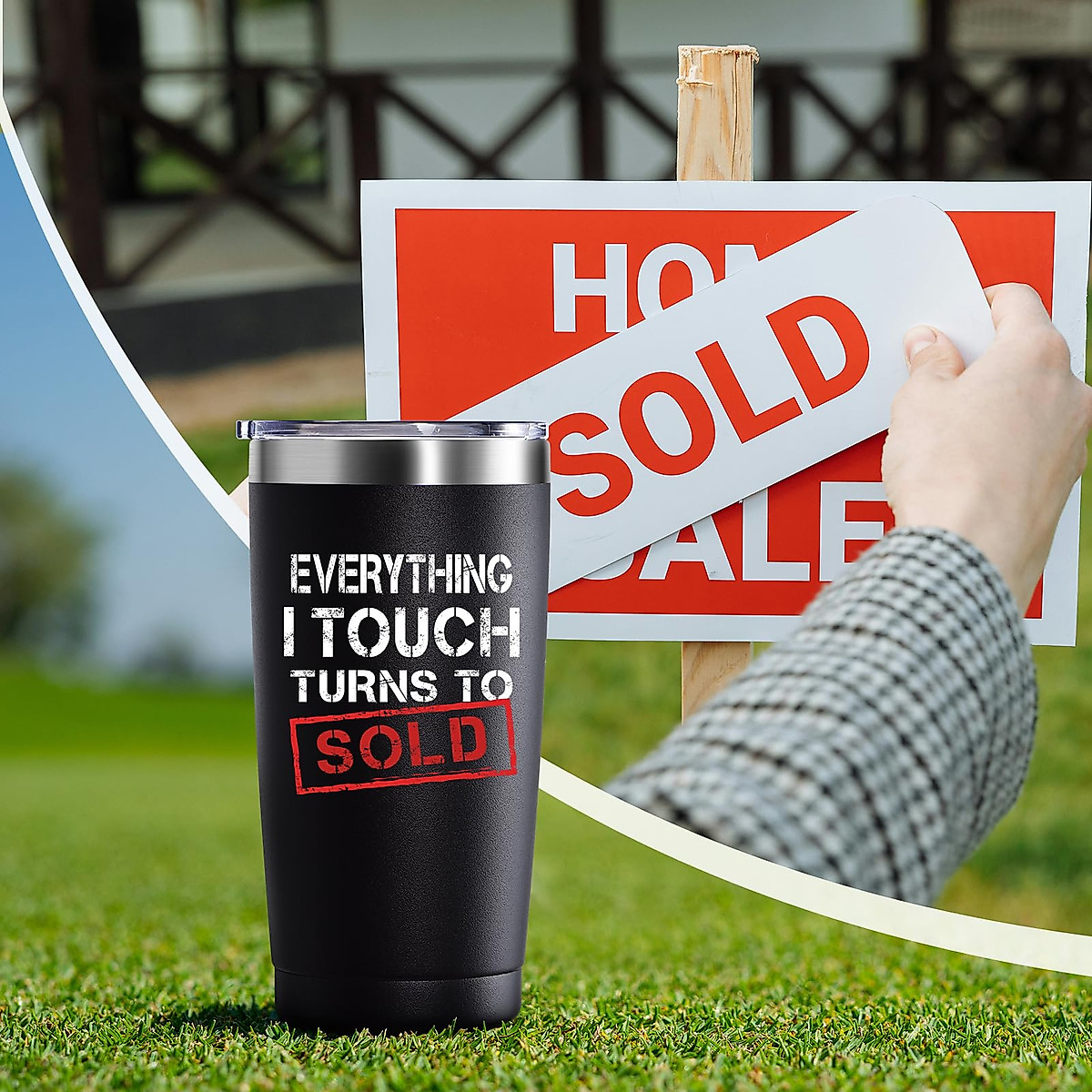WOELIVE Realtor Gifts - Closing Gifts for Realtors - Everything I Touch Turns To Sold - Real Estate Agent Gifts for Women Men - Cool real estate agent supplies -20oz Insulated Stainless Steel Tumbler