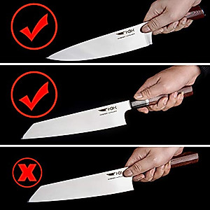 Kbk Japanese Gyutou Kitchen Chef Knife Forged SUS304 Stainless Steel Blade 8.5 Inch and Hard Alloy Edge 63 HRC Super Sharp with Ebony Wooden Handle Comfort Hold