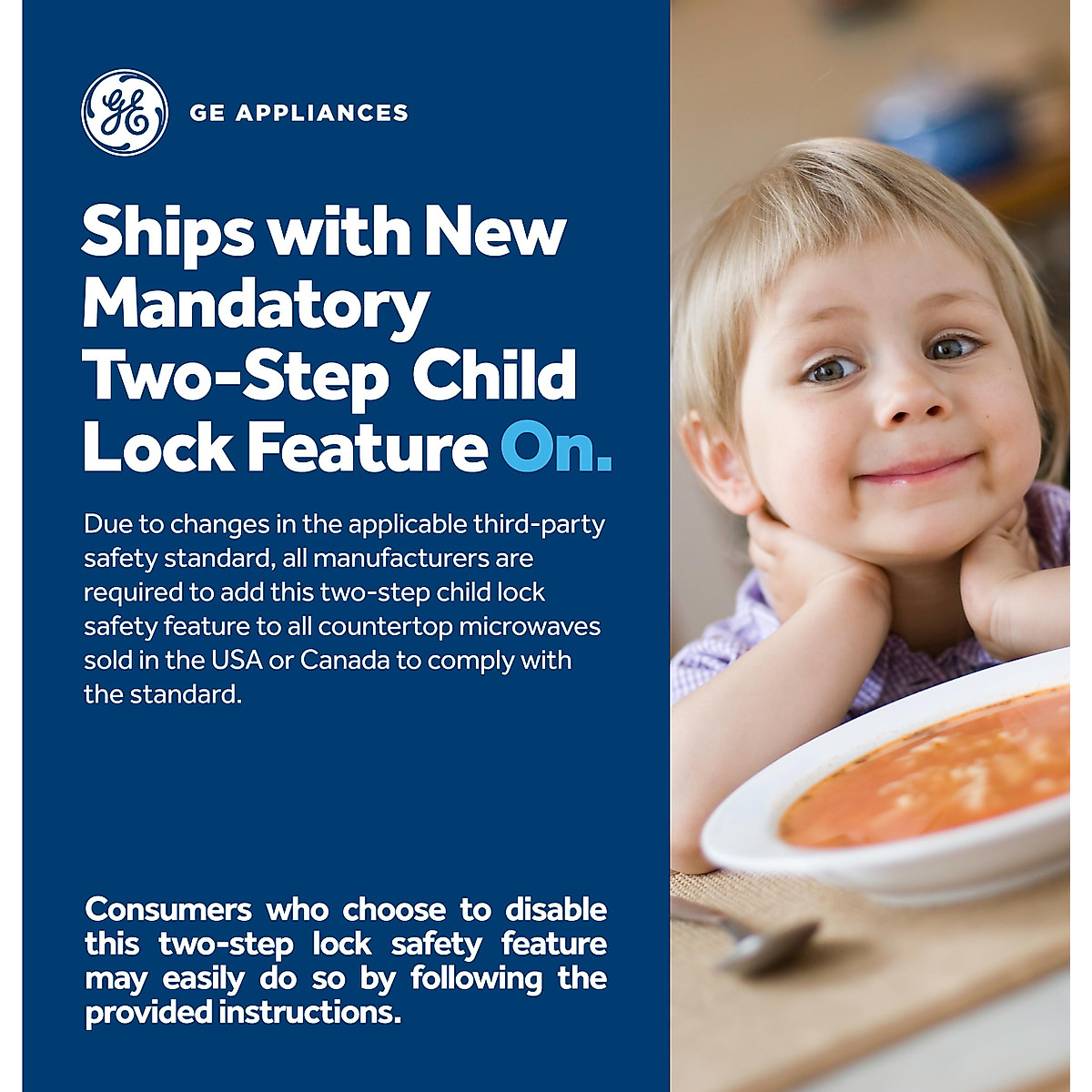 GE Countertop Microwave Oven, 1,200-watt Capacity, 2.0 Cubic Ft., 8 Auto Setting Cooking Settings, Child-Lock Technology, Kitchen Essentials for the Countertop, Dorm Room or Apartment, Satinless Steel