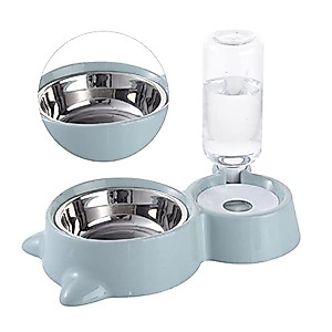 Balacoo Pet Supplies Dual Cat Water Food Bowl Feeder Drinking Blue Feeding Dog for