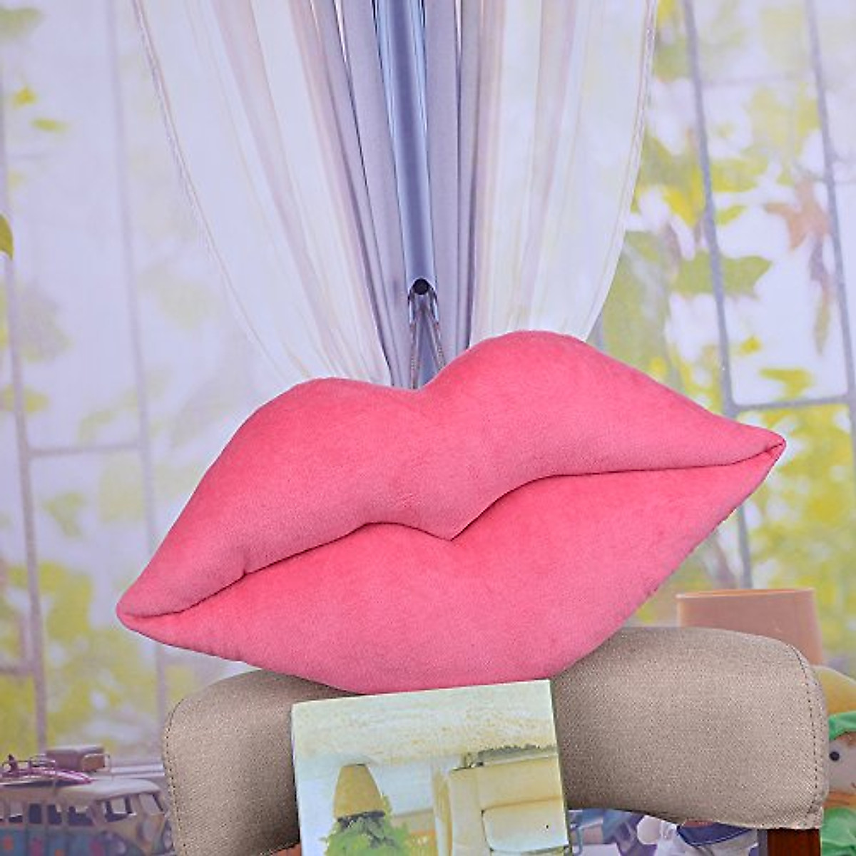 KINGROSE Polypropylene 3D Lip Soft Decorative Throw Pillow Velvet Cushion Home Decor for Bed Living Room 11 x 18 Inches Pink