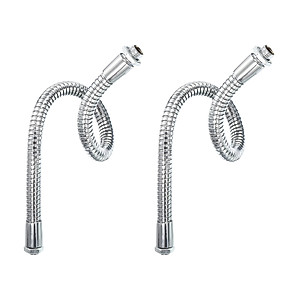 PATIKIL 11.8" Universal Gooseneck Hose, 2Pcs M10/M8 Fine Thread 10mm Metal Bendable Flexible Arm Gooseneck Tube Extension for Multifunction DIY, Silver Tone