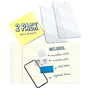 Smartish Screen Protector for iPhone 13 Pro/iPhone 13 - Tuff Sheet - Scratch Resistant Tempered Glass with Alignment Tool - Clear 2-Pack